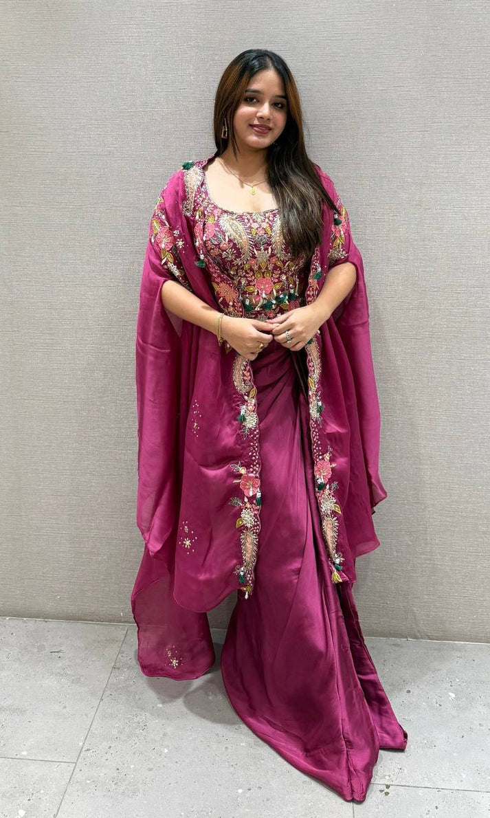 Designer Party Wear Shrug with Sharara Set – Ethenora