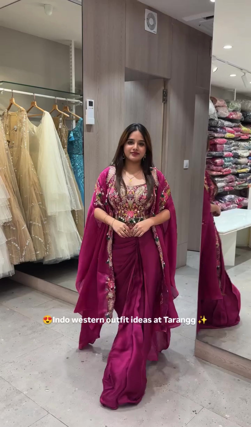 Designer Party Wear Shrug with Sharara Set – Ethenora